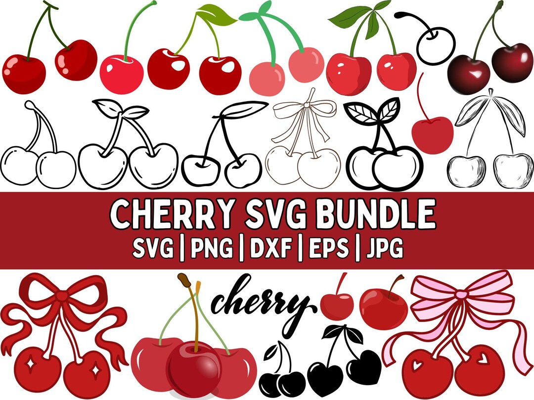 Cherry SVG Bundle: Clipart, Vector, Silhouette (commercial Use, Instant ...