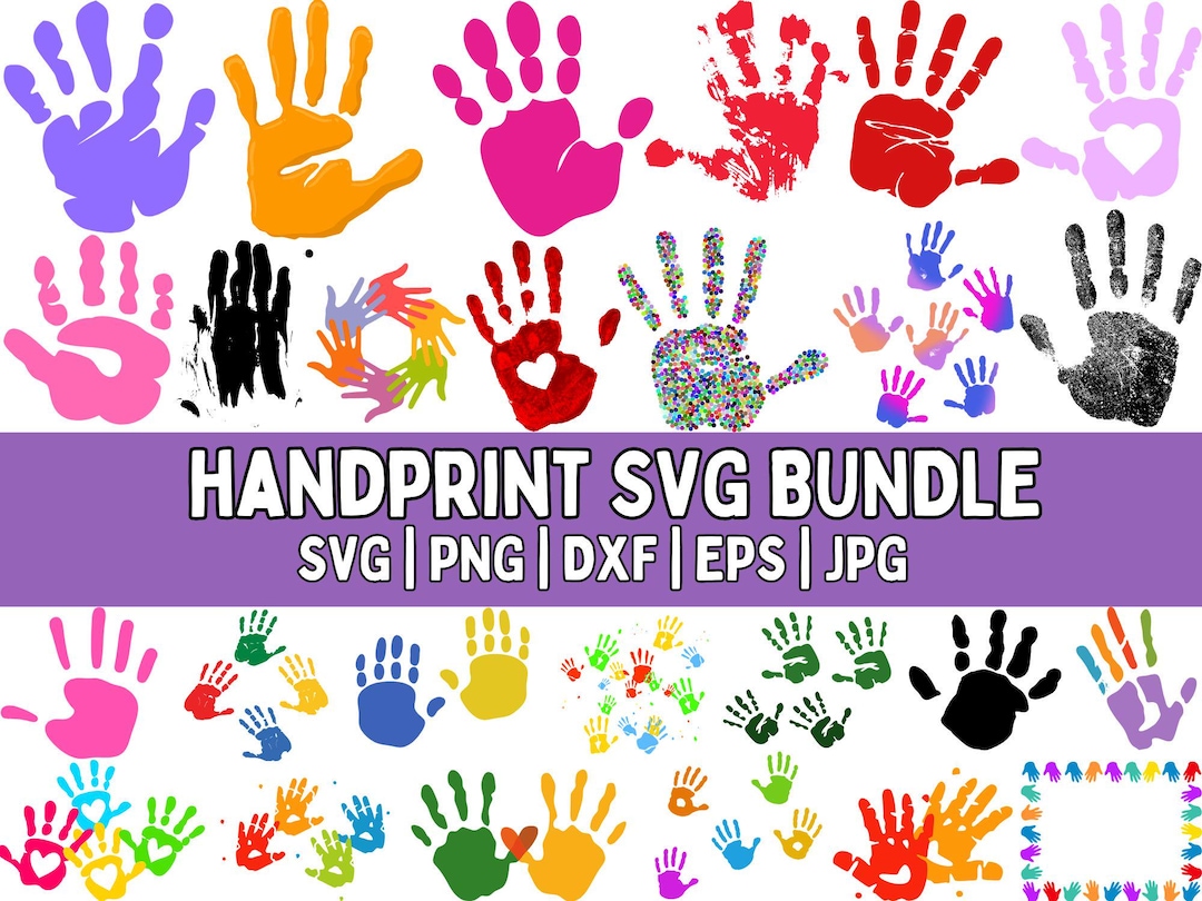 Handprint SVG Bundle, Handprint PNG Bundle, Handprint Clipart ...