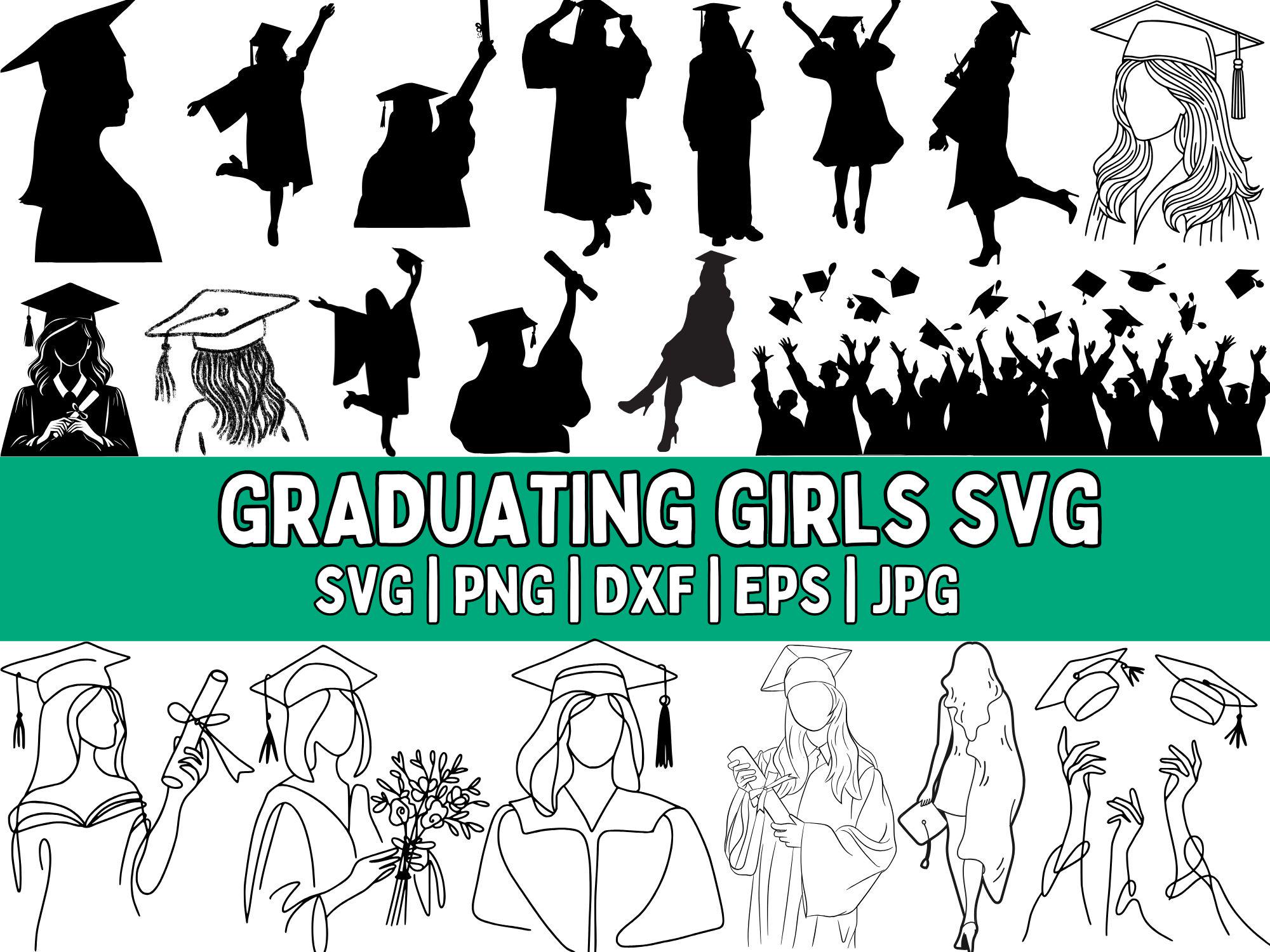 Graduation Girl Silhouette SVG: 2025 Cut File, Clipart (digital ...
