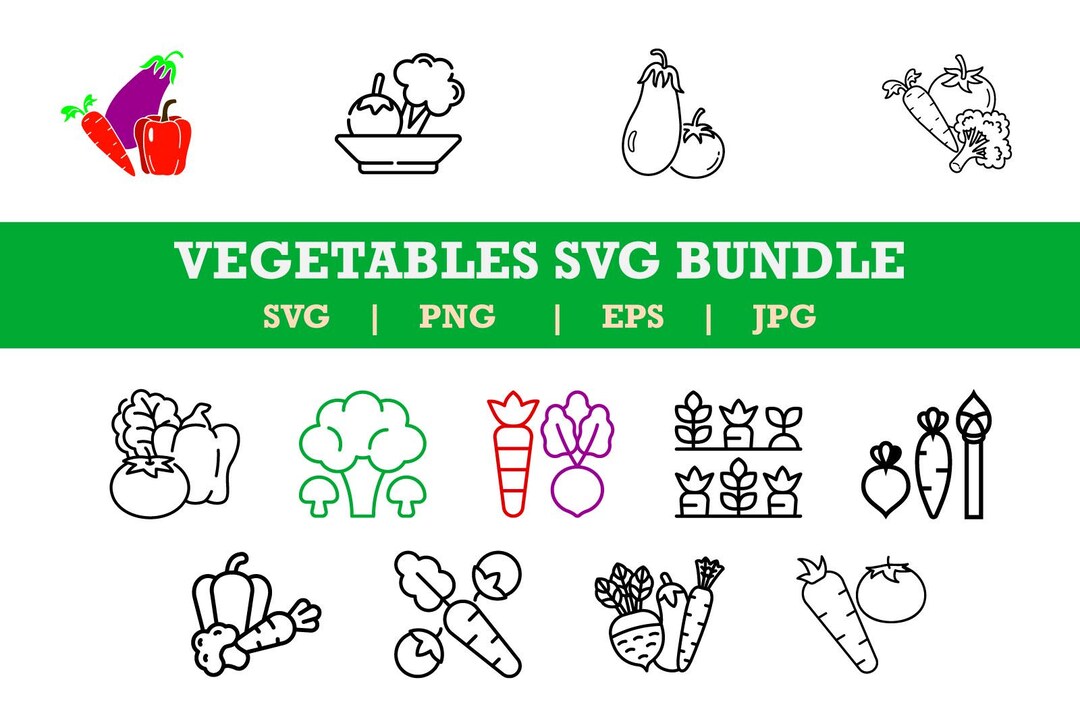 Vegetables SVG Bundle: Hand-drawn Food Illustrations (digital Download ...