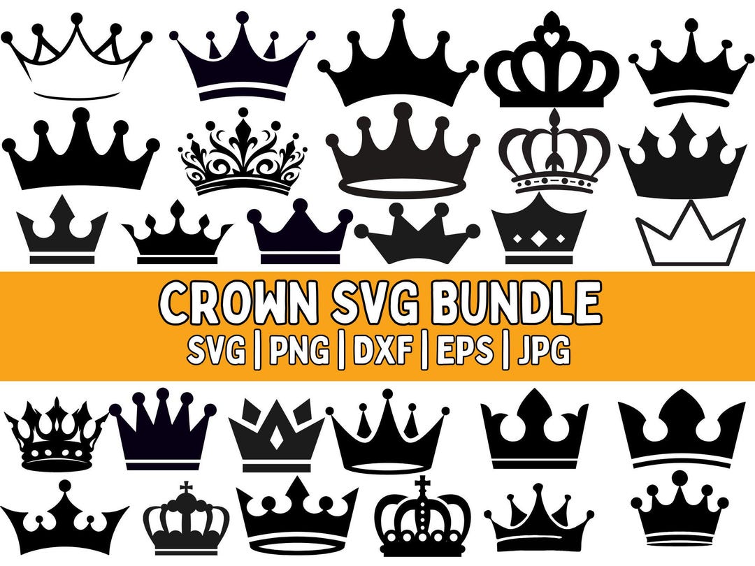 Crown SVG Bundle: Royal King, Queen, Princess Tiara Clipart (instant ...