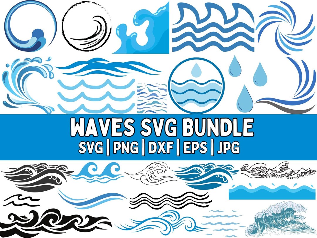 Wave Svg Bundle, Water Waves Svg, Ocean Waves Svg, Drop Svg, Tidal ...