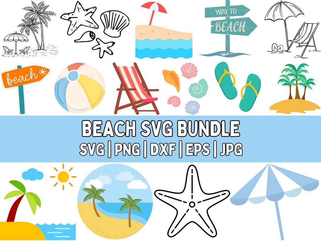 Beach Scene SVG Bundle: Palm Tree Clipart (digital Download) - Etsy
