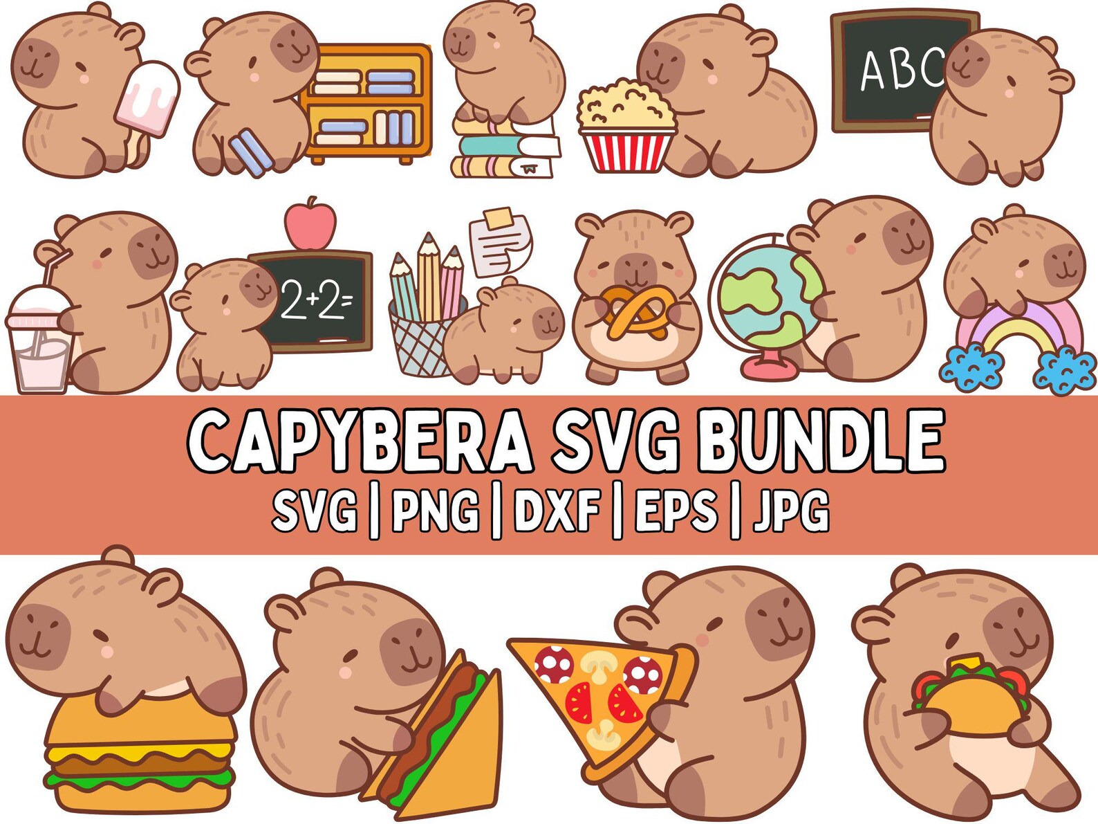 Cute Capybara SVG Bundle,instant Digital Download for Cricut ...