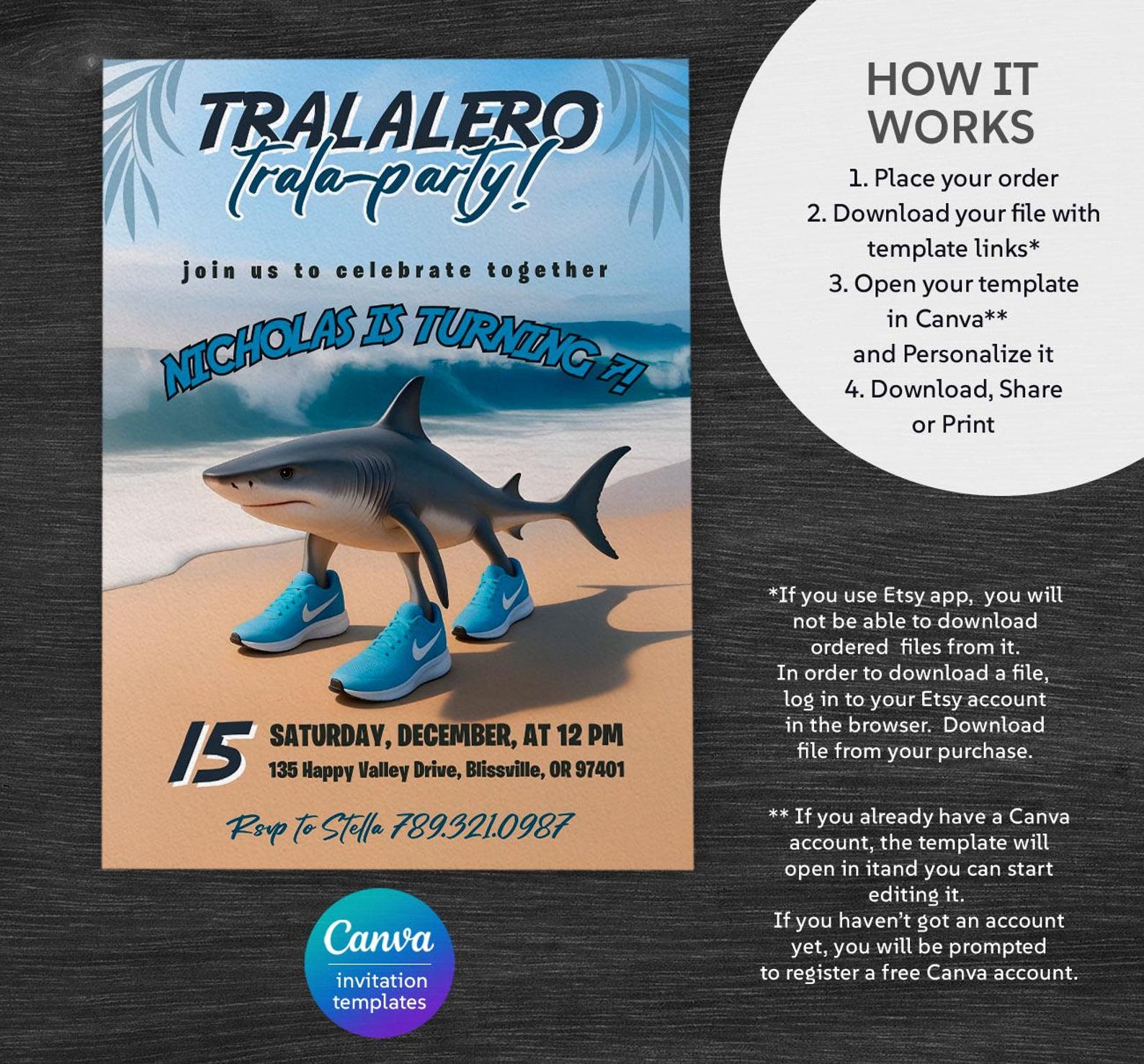 Italian Brain Rot Invitation, Tralalelo Tralala Invitation, Printable ...