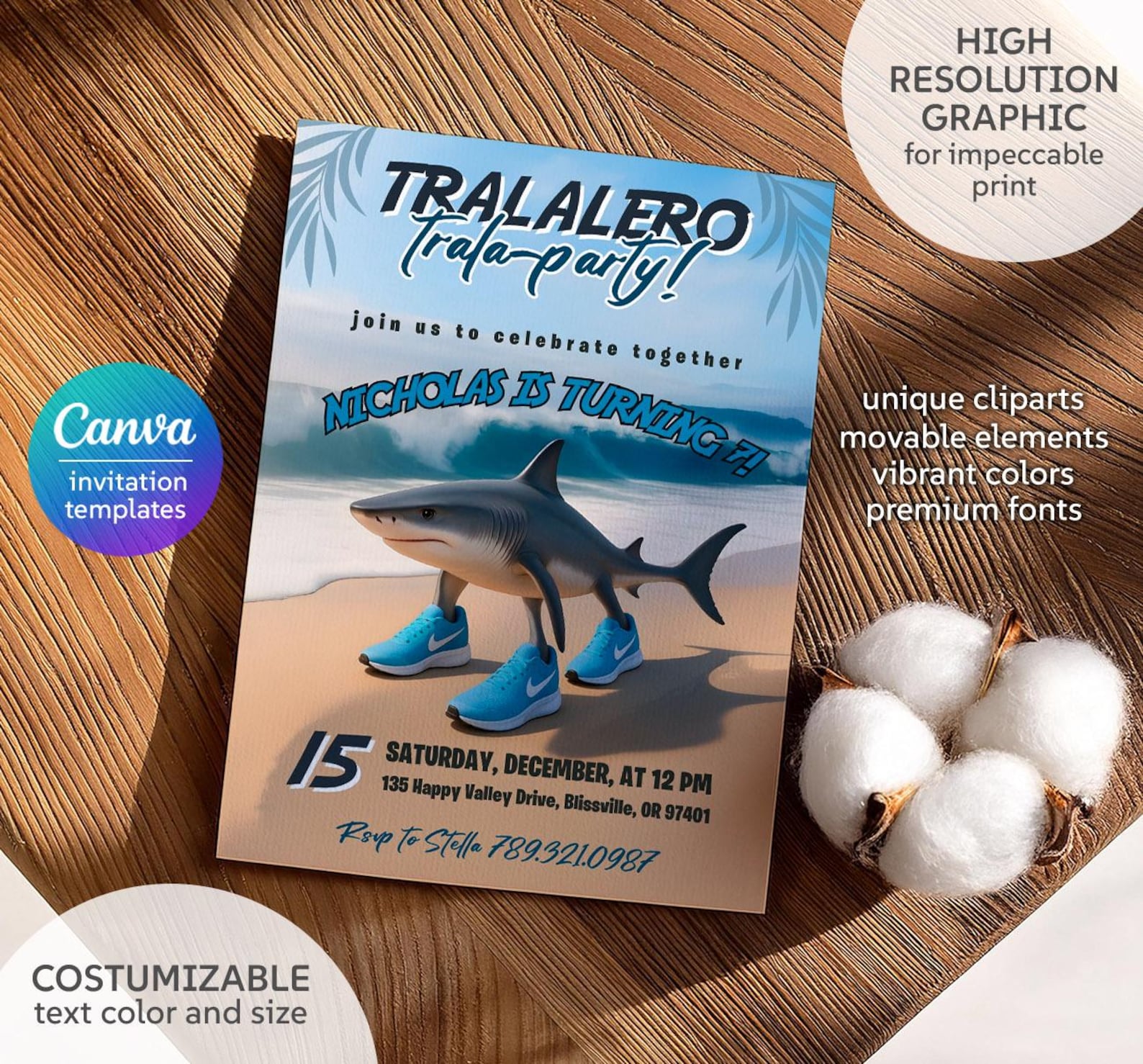 Italian Brain Rot Invitation, Tralalelo Tralala Invitation, Printable ...