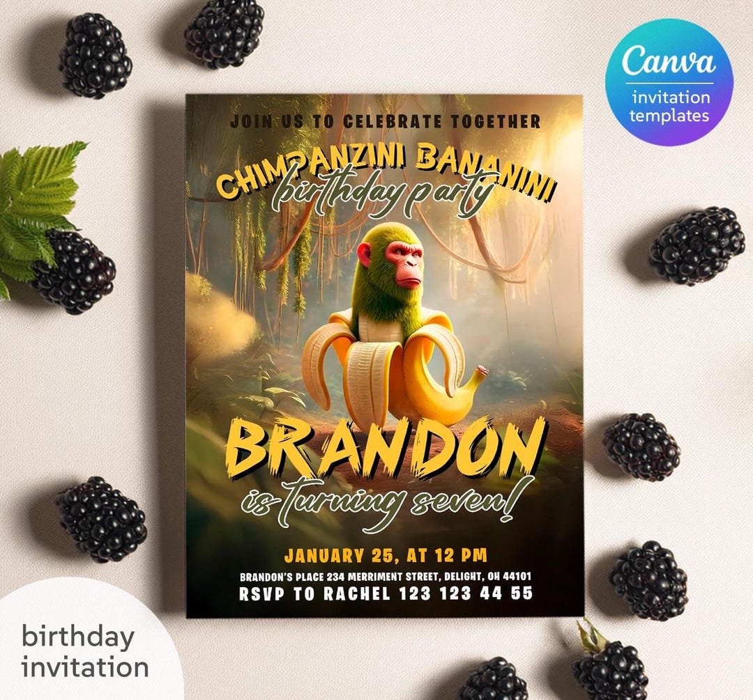 Italian Brain Rot Invitation, Chimpanzini Bananini Invitation ...