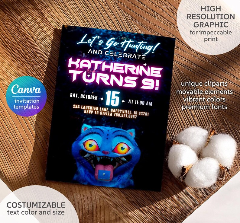 Kpop Demon Hunters Birthday Invitation, Editable K-pop Party Invite ...