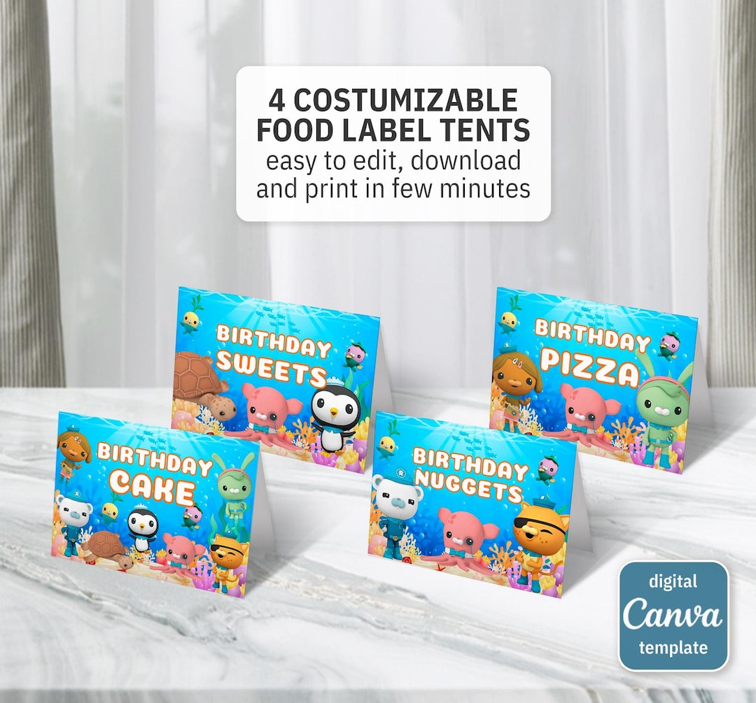 Octonauts Printable Table Tent, Food or Name Lable, Birthday Party ...