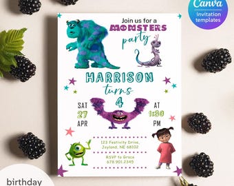Monster Birthday Invitation, Printable Monsters University Template ...