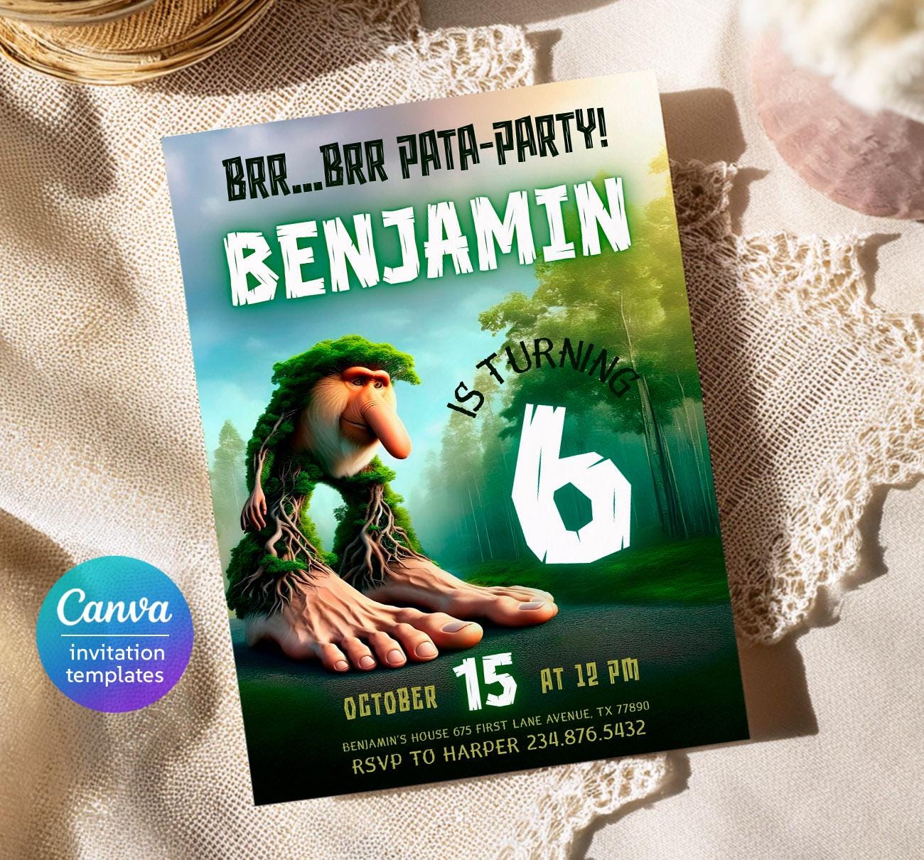 Italian Brain Rot Invitation, Brrr Brrr Patapim Invitation, Printable ...