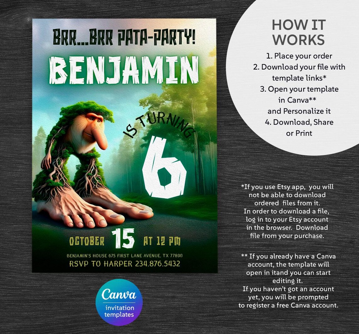 Italian Brain Rot Invitation, Brrr Brrr Patapim Invitation, Printable ...