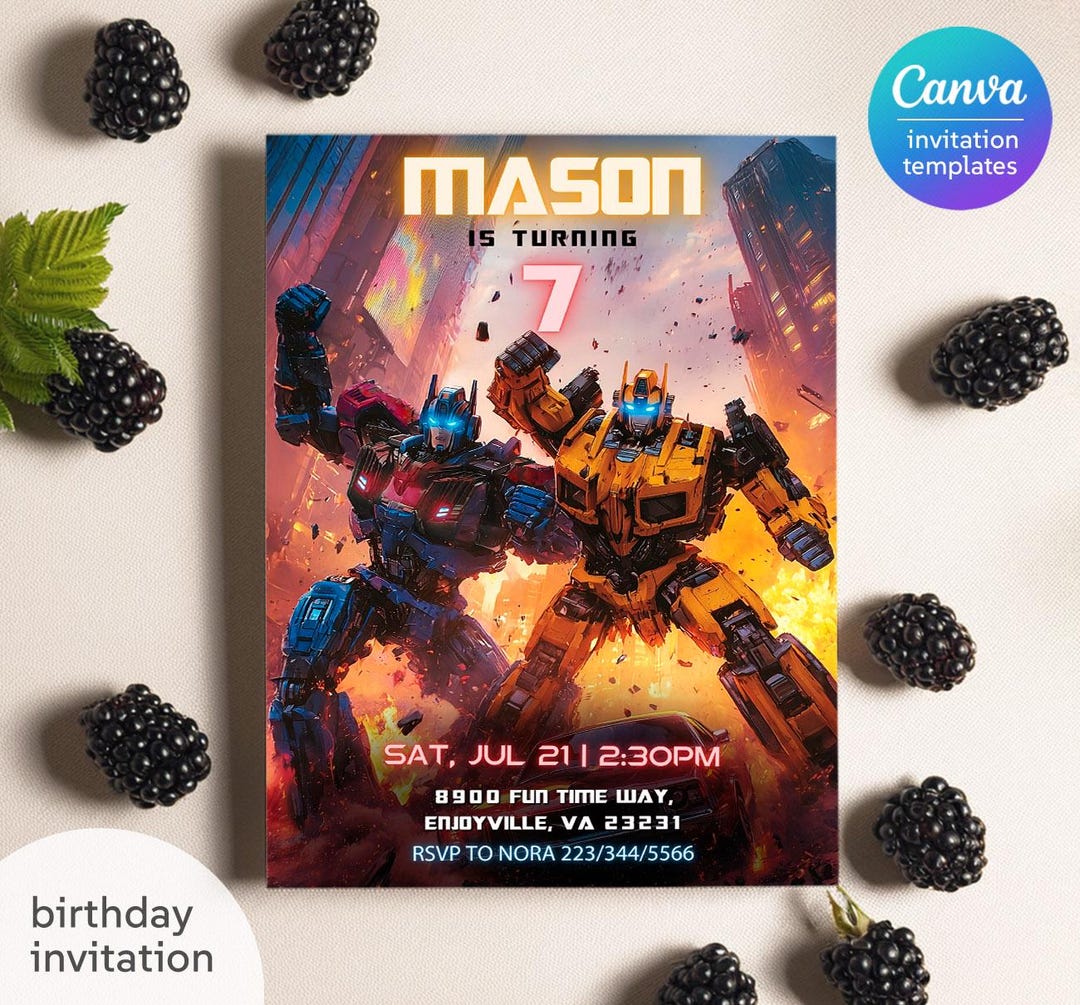 Printable Invite, Transformers Rise of the Beasts Birthday Invitation ...