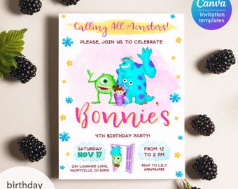 Monster Birthday Invitation, Printable Monsters University Template ...
