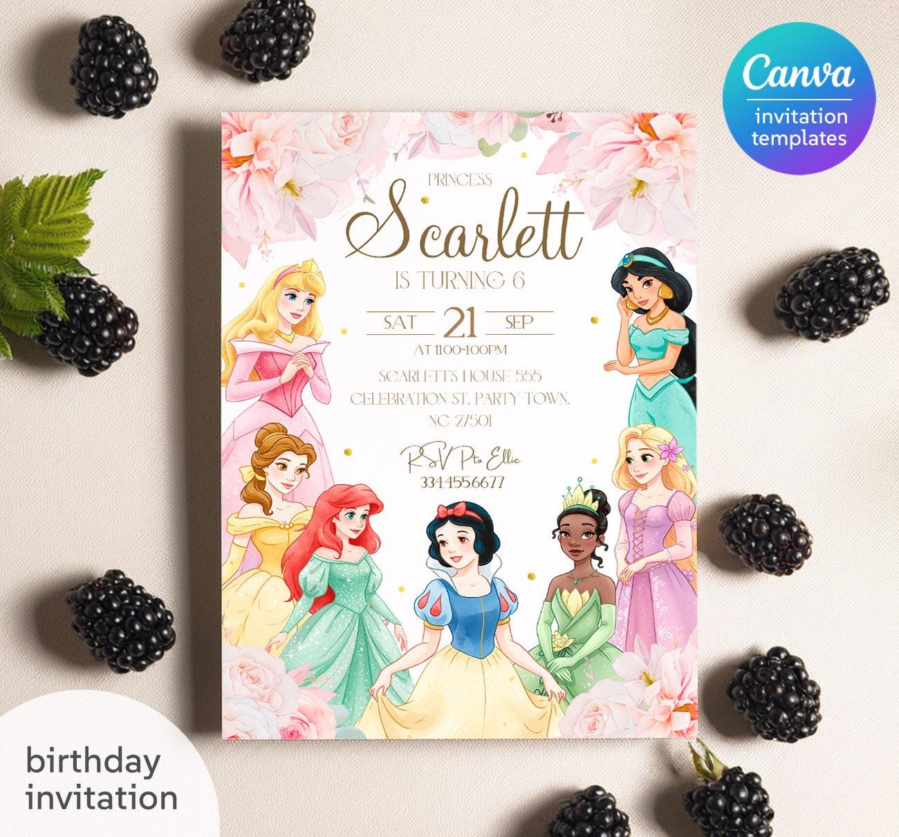 Princess Scroll Invitation Template