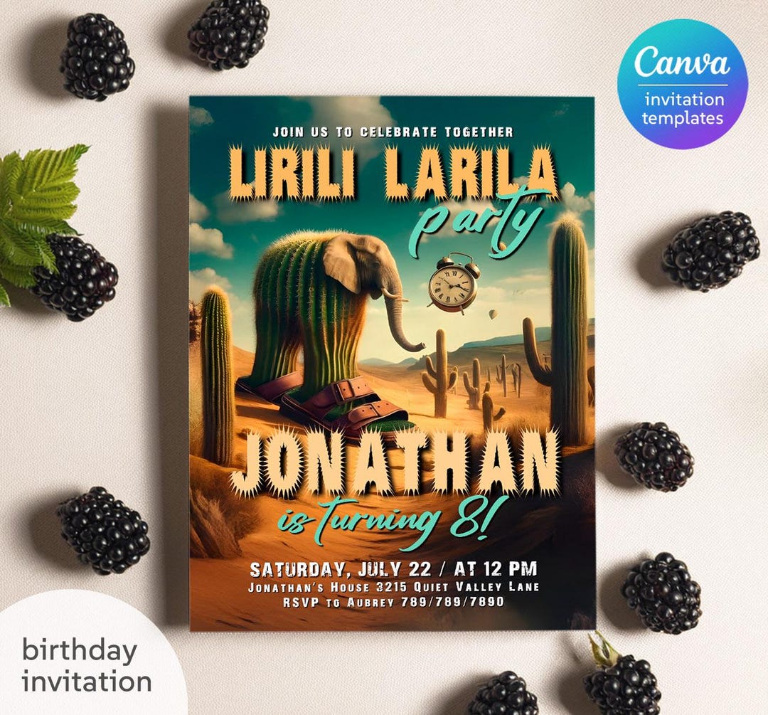 Italian Brain Rot Invitation, Lirili Larila Invitation, Printable ...