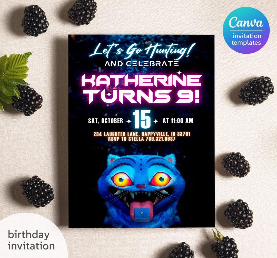 Kpop Demon Hunters Birthday Invitation, Editable K-pop Party Invite ...