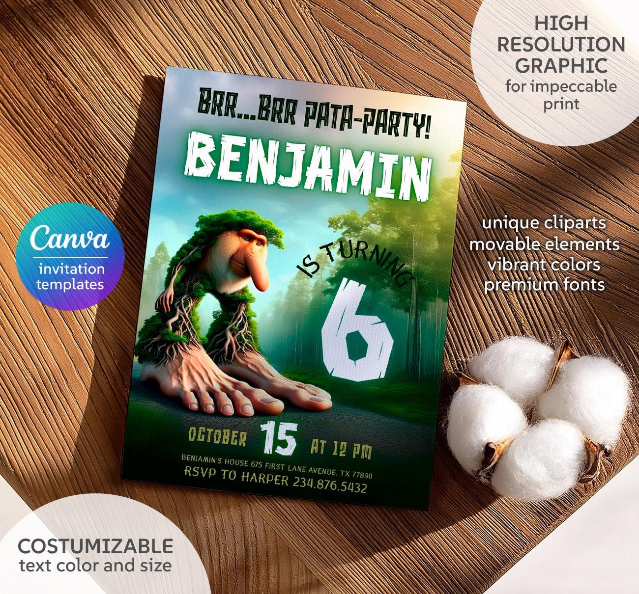 Italian Brain Rot Invitation, Brrr Brrr Patapim Invitation, Printable ...