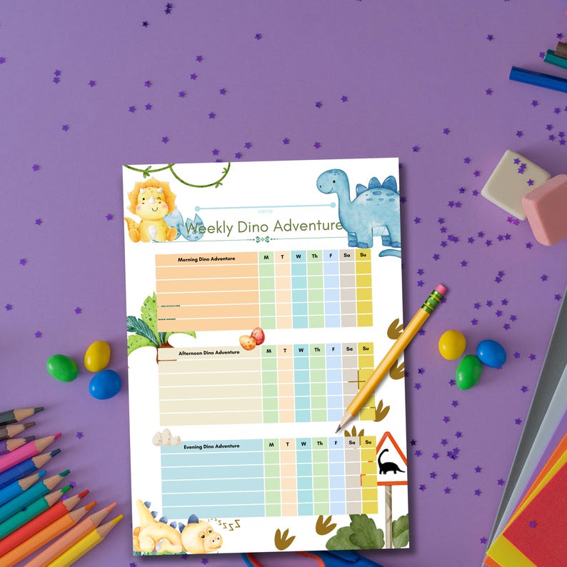 Dino Routine and Reward Chart for Kids | Daily & Weekly Chore Chart ...