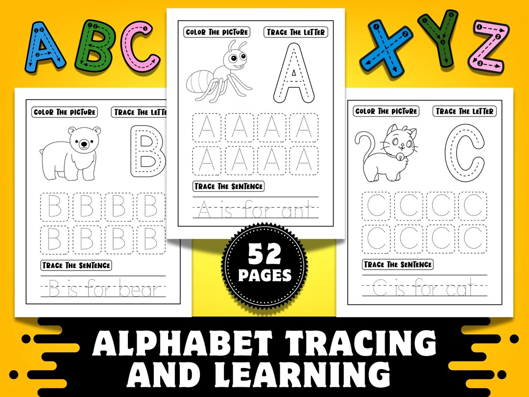 Alphabet Tracing and Learning Workbook – Coloring Printable Handwriting ...