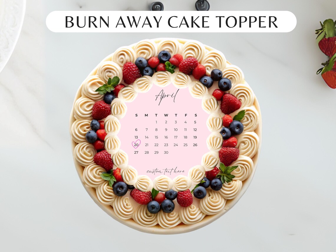 2025 Burn Away Cake Topper Template, Calendar Cake Topper, Canva Cake ...