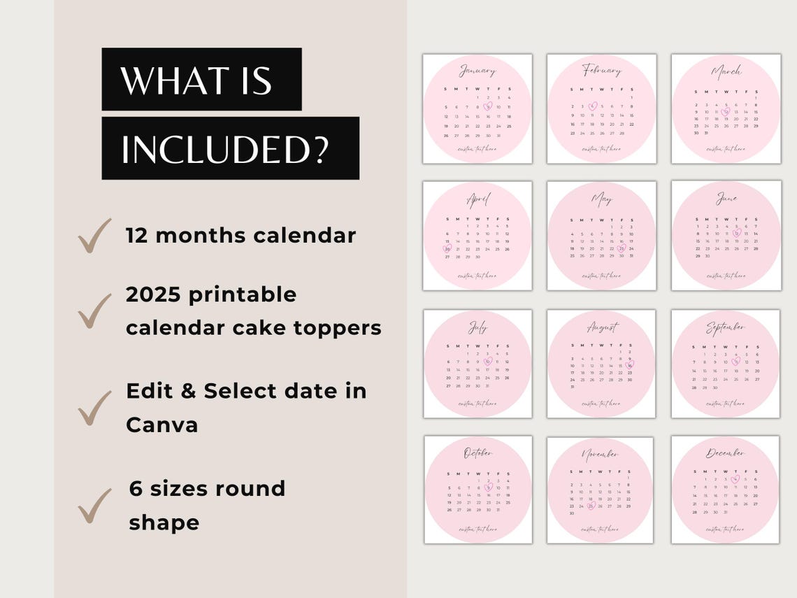 2025 Burn Away Cake Topper Template, Calendar Cake Topper, Canva Cake ...