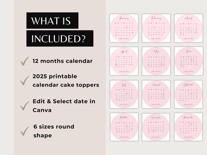 2025 Burn Away Cake Topper Template, Calendar Cake Topper, Canva Cake ...