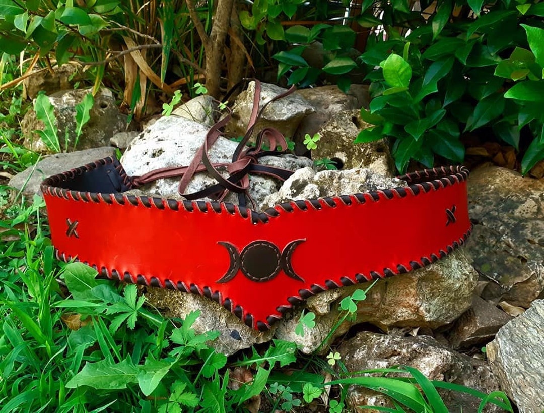 Leather Belt With Triple Moon - Etsy