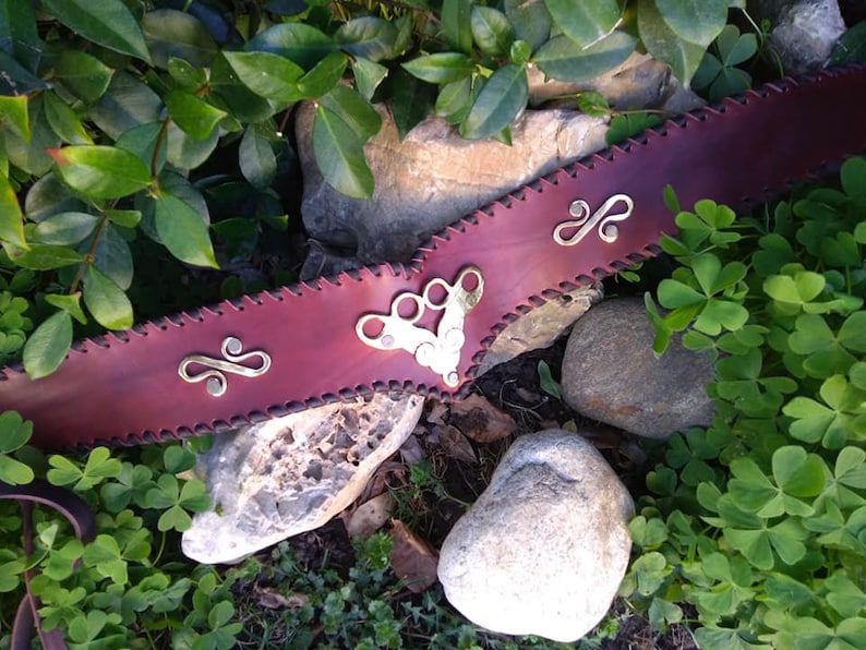 Leather belt with brass decoration | Etsy