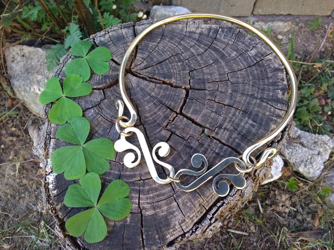 Brass torque necklace | Etsy