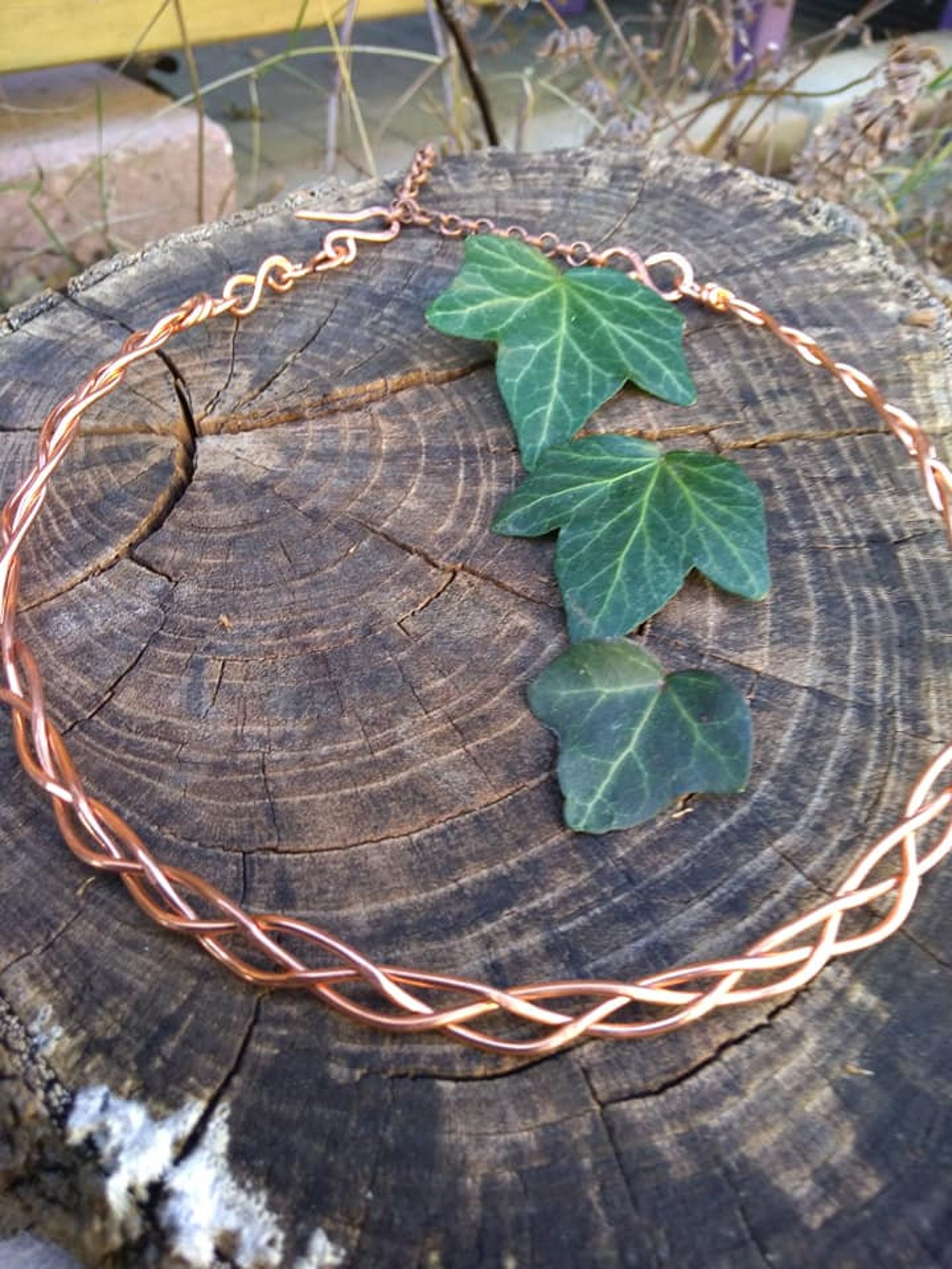 Celtic copper braided necklace | Etsy