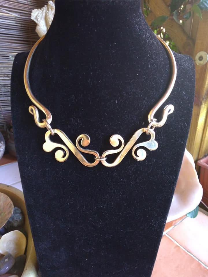 Brass torque necklace | Etsy