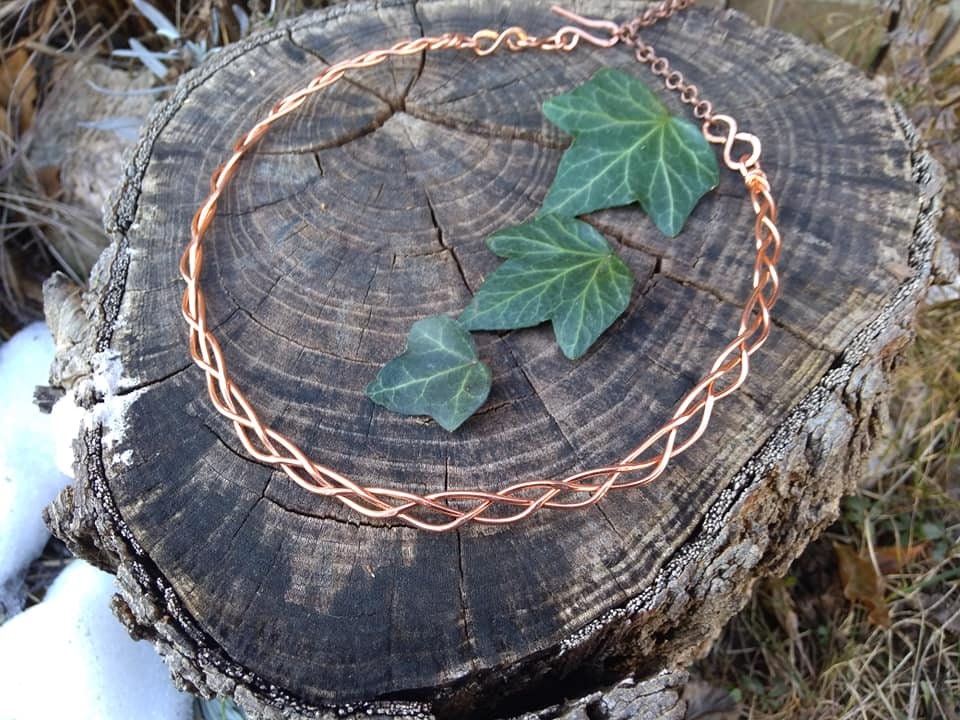 Celtic copper braided necklace | Etsy