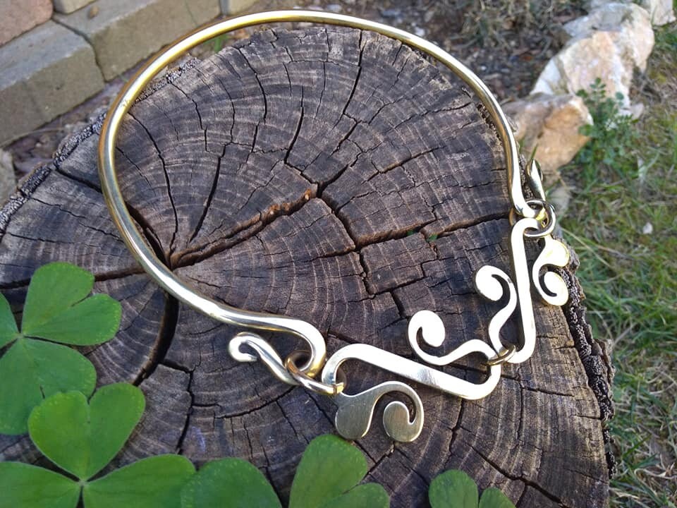 Brass torque necklace | Etsy