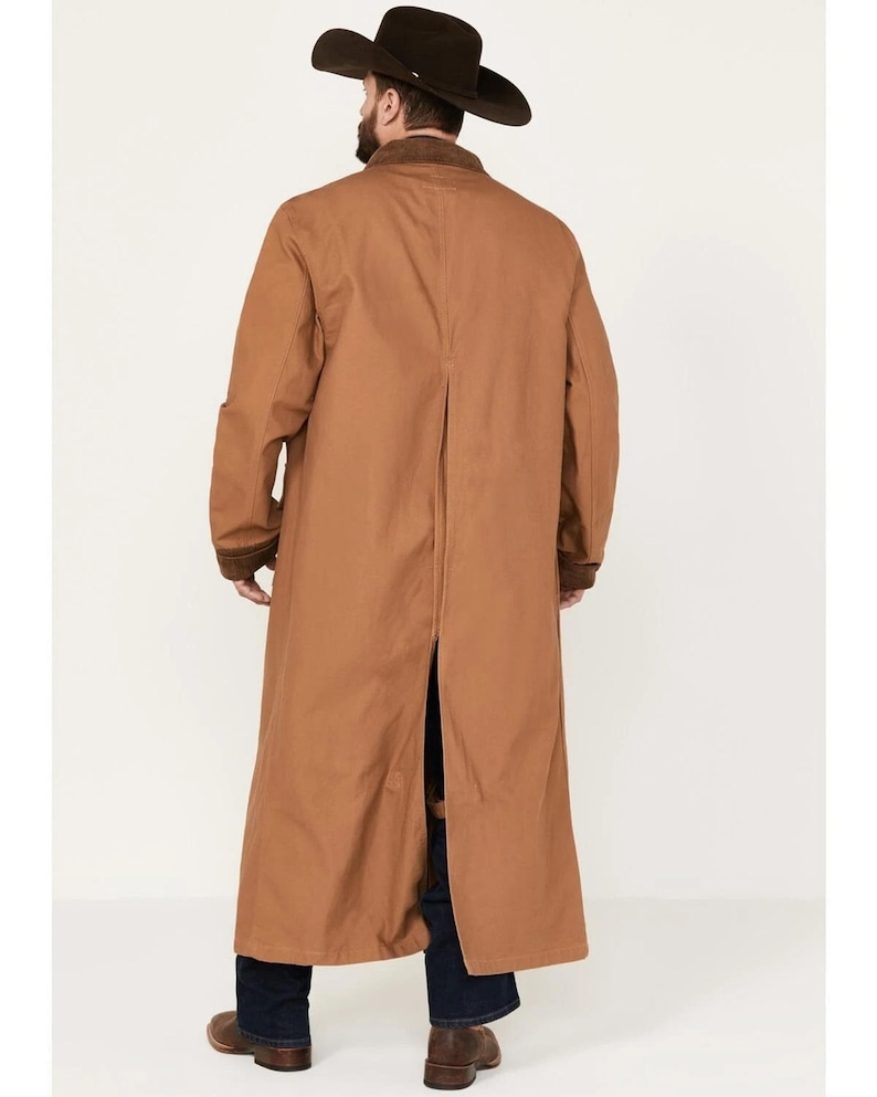 Mem's Tan Brown Western Old West Cowboy Scully Long Duster Trench ...