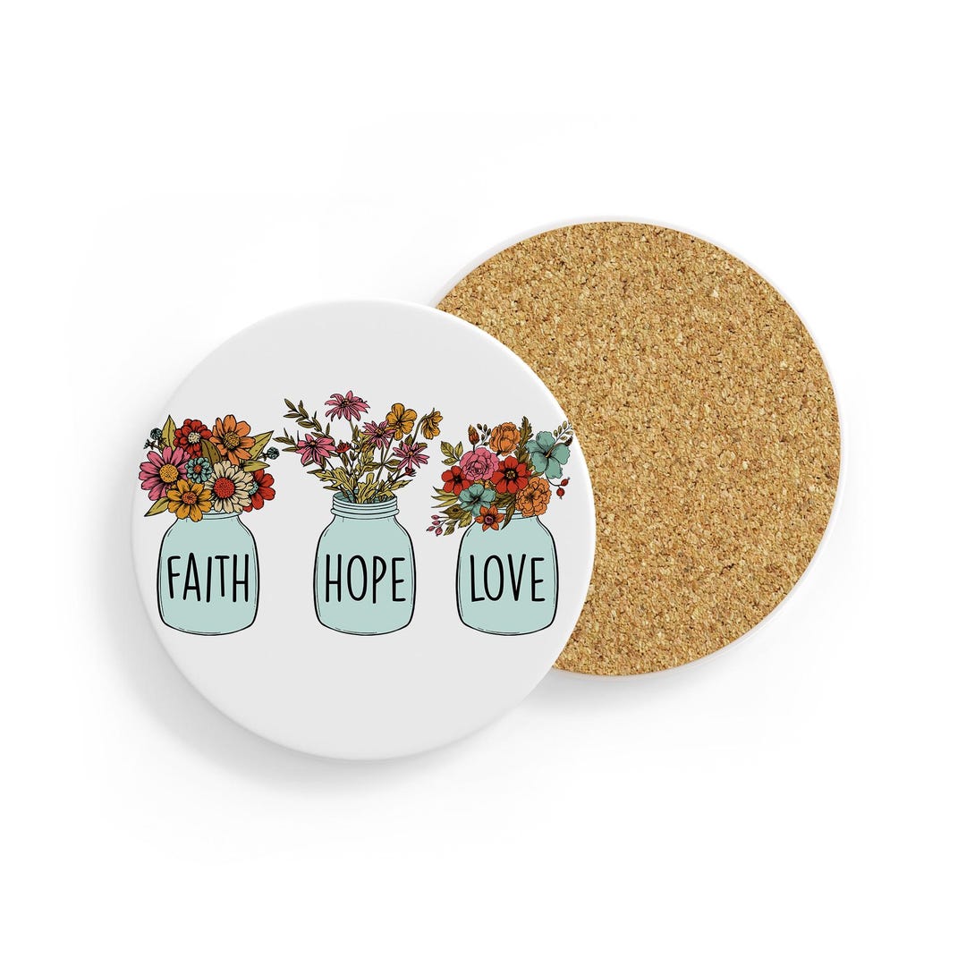 Faith Hope Love Sandstone Coaster - Etsy