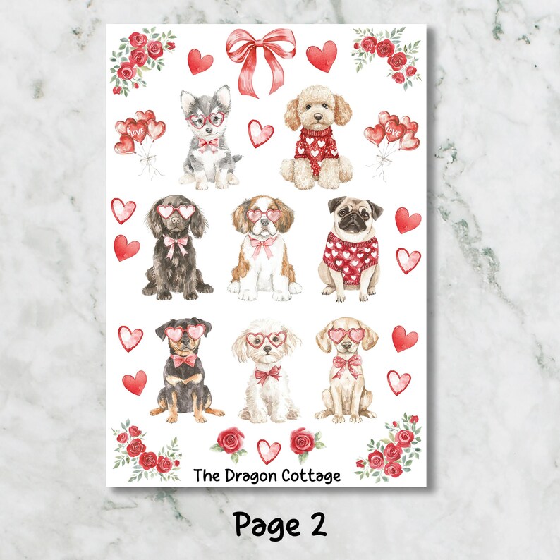 Valentines Puppies Sticker Sheet - Etsy