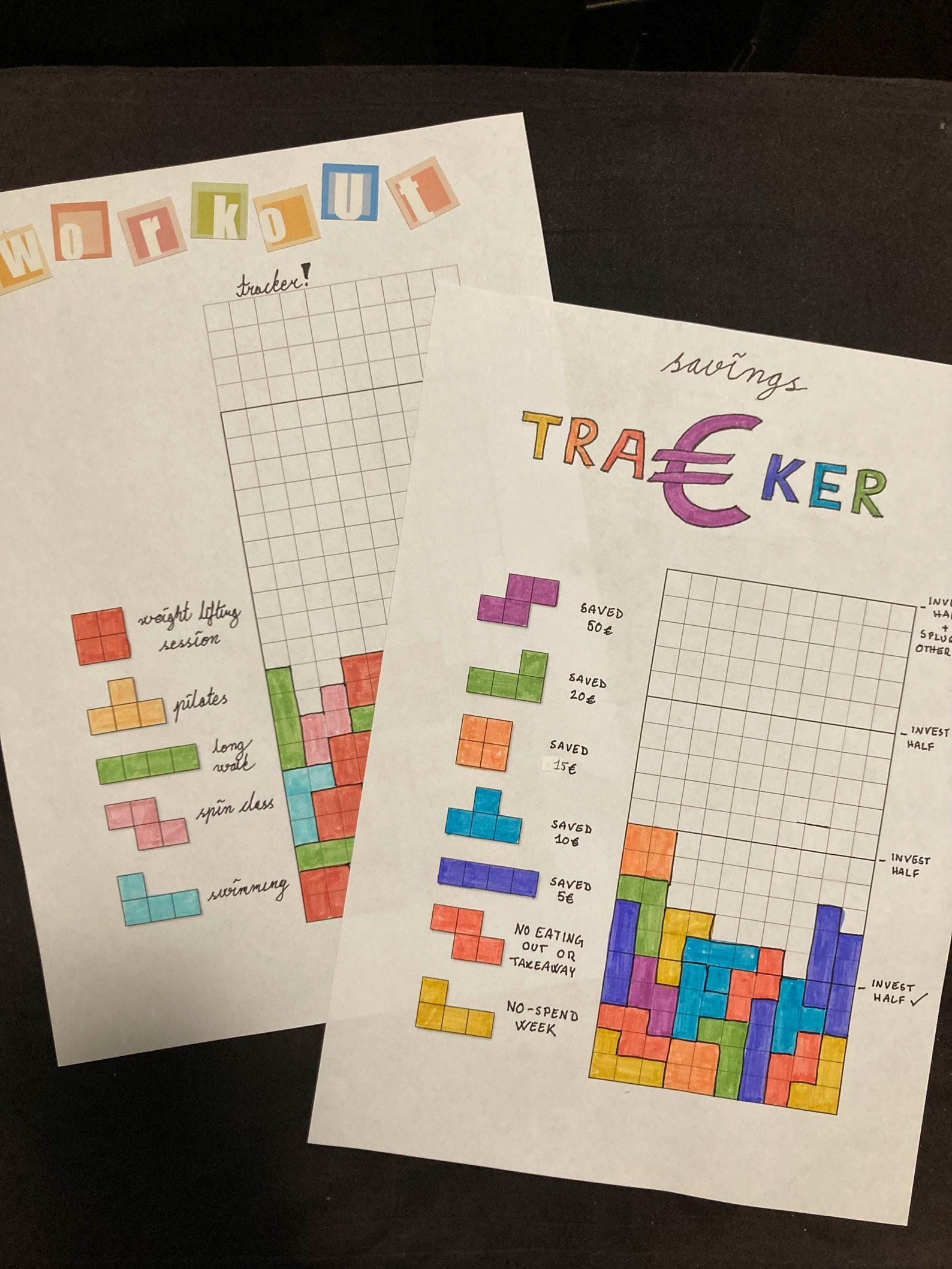 Printable Tetris Tracker Bundle - Minimal and Functional - Several ...