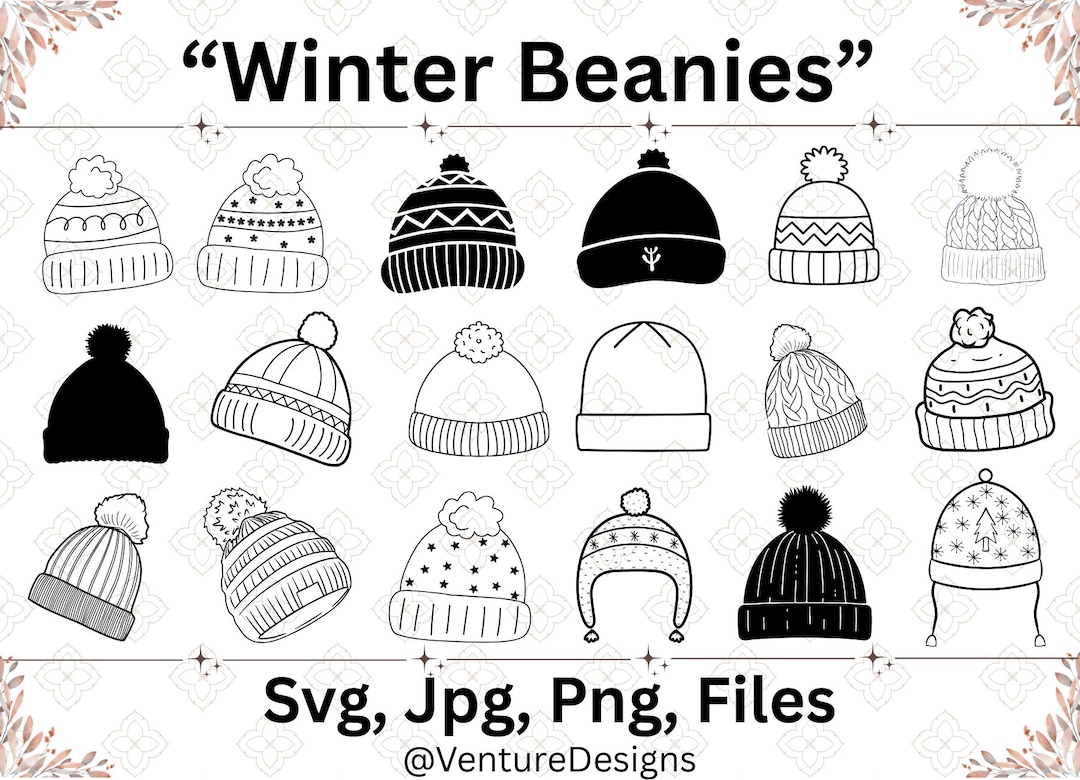 Winter Beanie SVG Bundle, Beanie Svg, Winter Hat Svg, Pom Pom Hat Svg ...