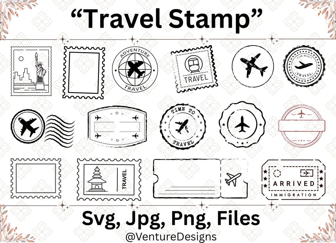 Travel Passport Stamp SVG Bundle, Travel Stamp Svg, Stamp Svg, Travel ...