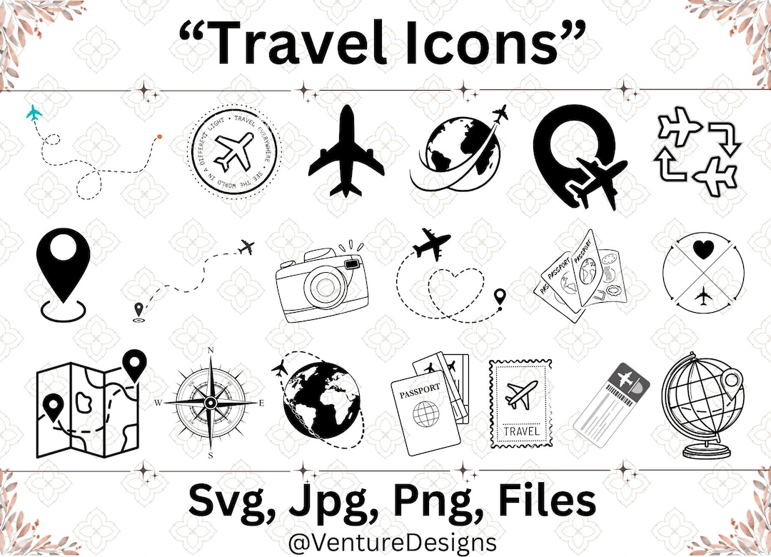 Travel Icon SVG Bundle, Adventure Clipart (digital Files) - Etsy