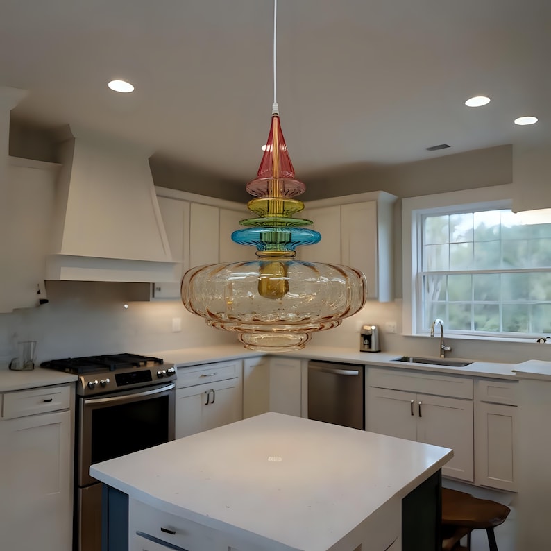 Pendant Lighting for Kitchen Island and Dining Room Hand Blown Glass ...