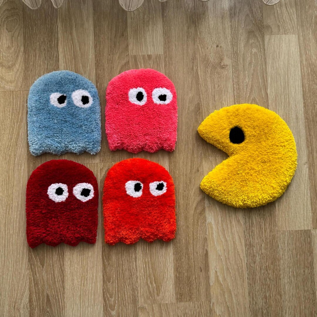 Handmade Pac-man Rug Set: Tufted Wool Carpet, Room Decor - Etsy