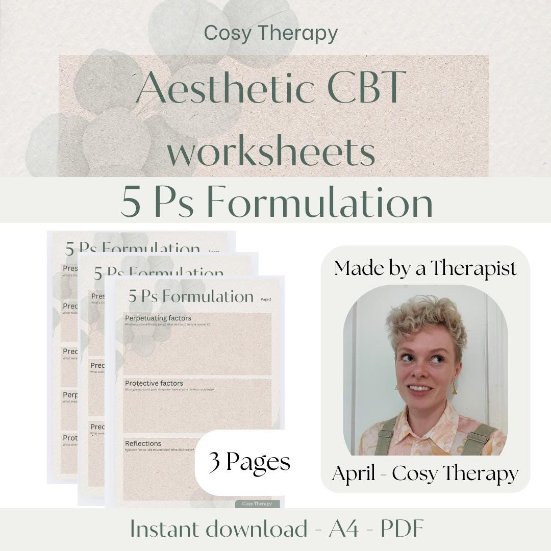 CBT Worksheets: 5 Ps Case Formulation Assessment. Aesthetic Leaves ...
