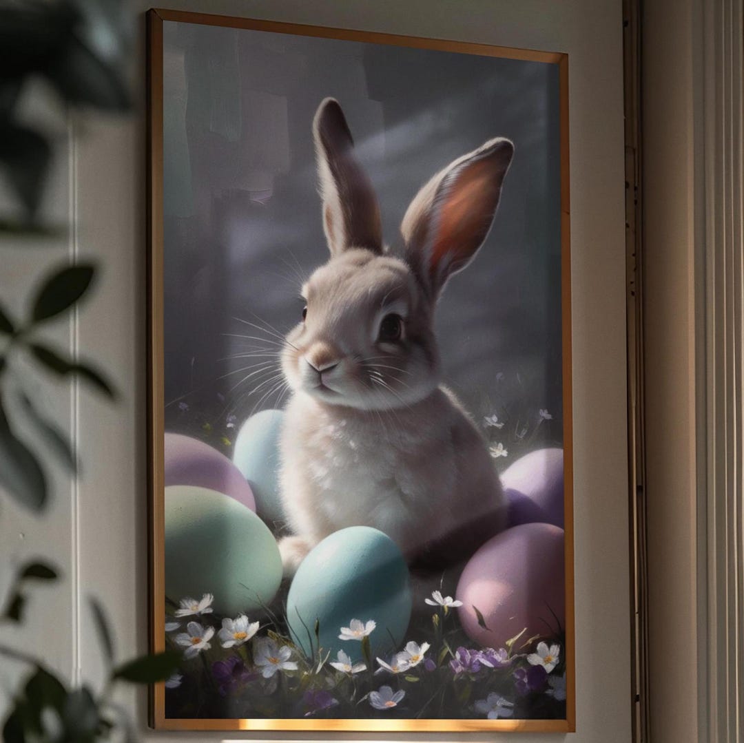 Easter Bunny Wall Art | Cute Easter Rabbit | Easter Eggs | Easter Decor ...