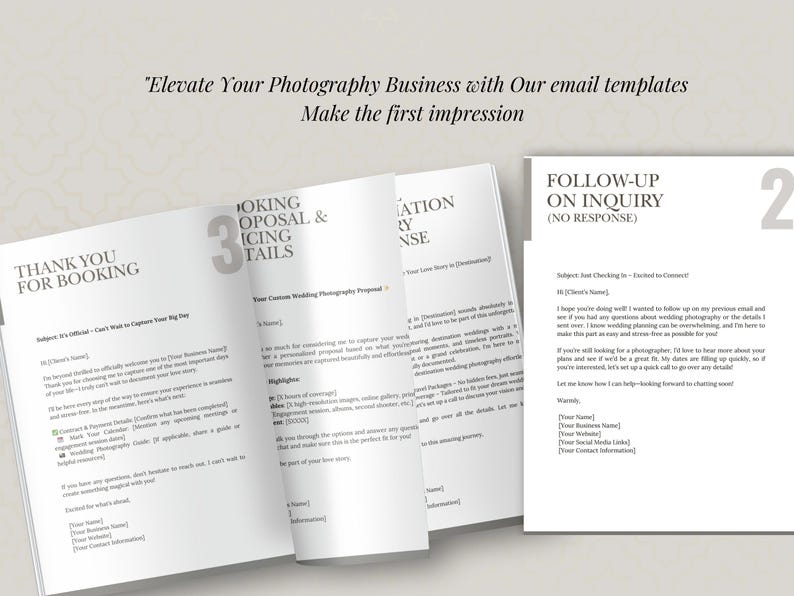 Pre Written Professional Email Templates for Photographers, Wedding ...