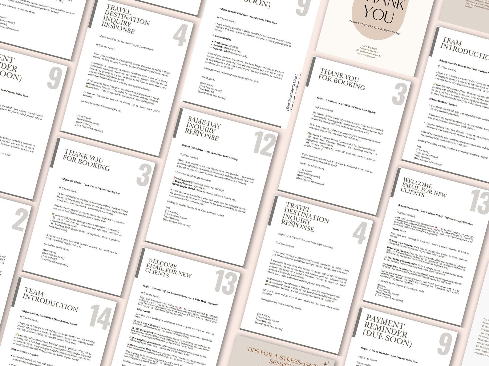 Pre Written Professional Email Templates for Photographers, Wedding ...