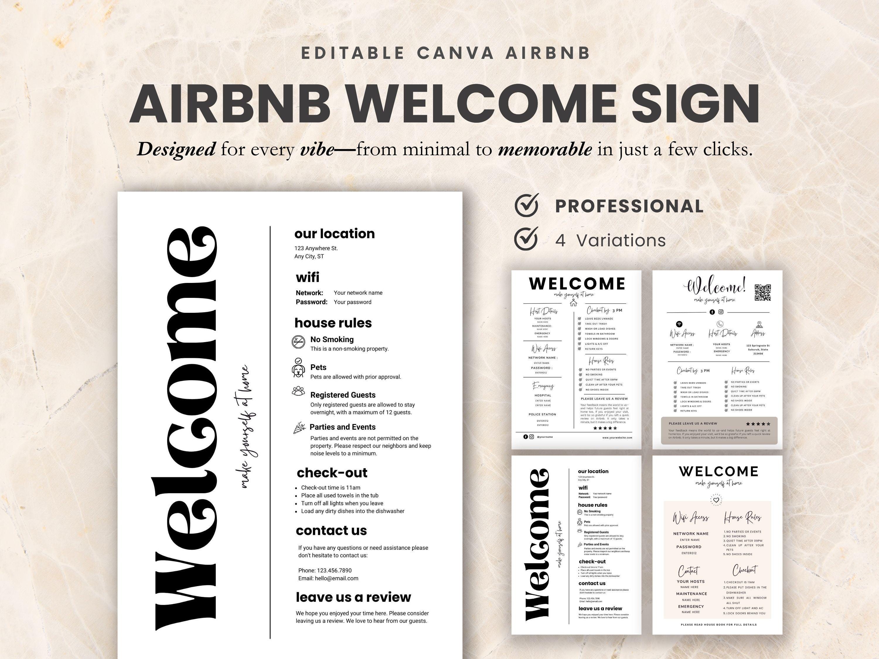 Airbnb Welcome Sign Template, Airbnb House Rules, Airbnb Sign, Airbnb ...
