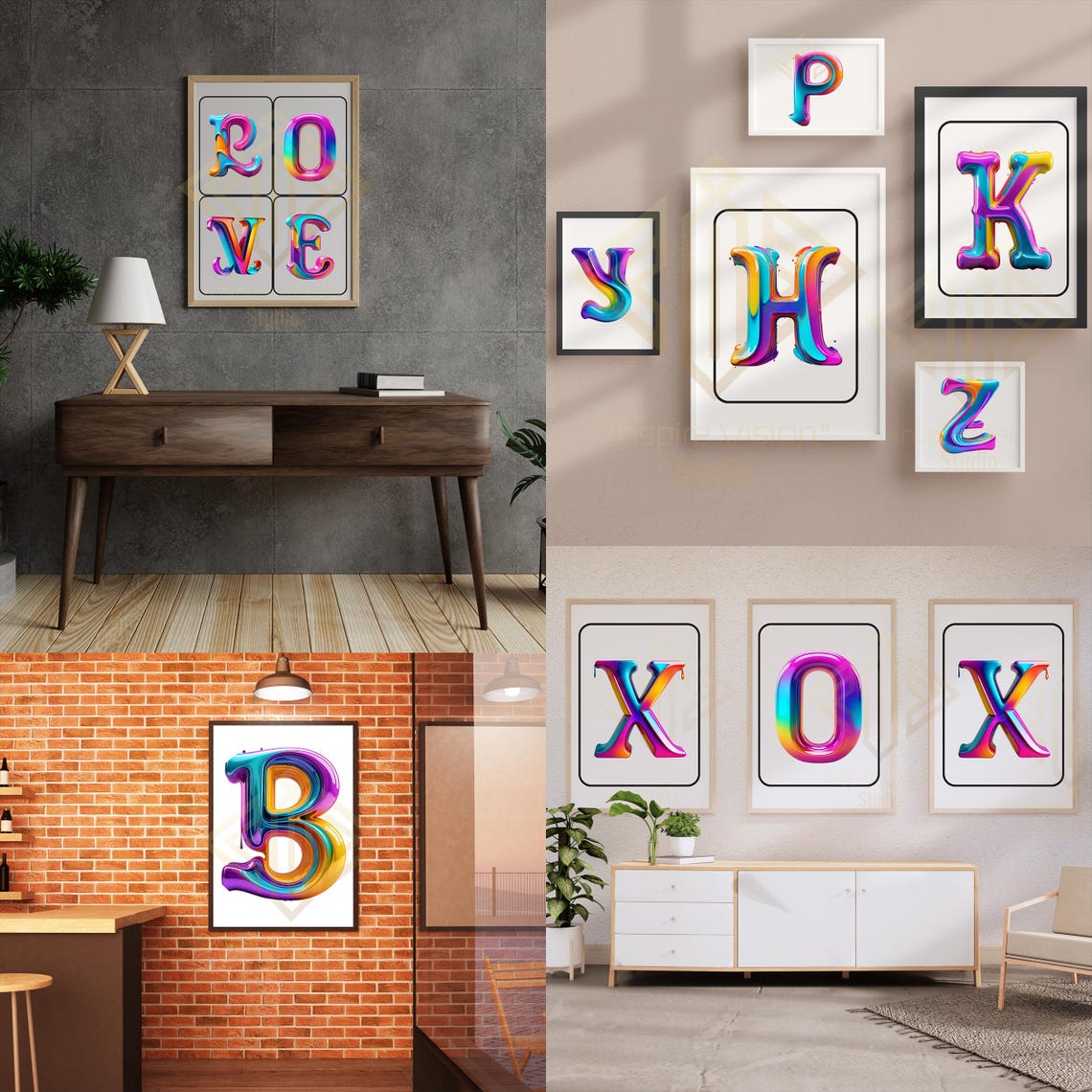 3D Alphabet Clipart Bundle | Glossy Liquid Letters for Sublimation ...