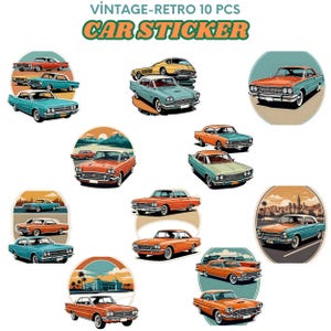 Retro Car Sticker Pack - 10 Printable Pngs - Classic Auto Decals ...